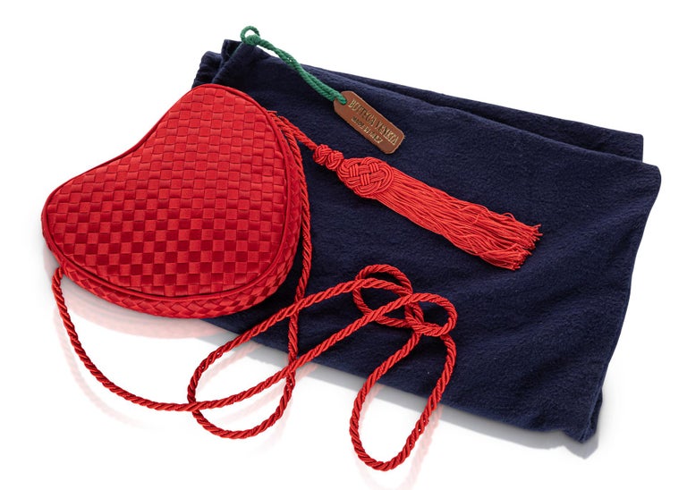 Vintage Bottega Veneta Red Silk Heart Crossbody Bag at 1stDibs | red ...