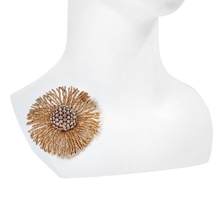 Vintage Boucher Gold and Diamante Brooch Circa 1960s For Sale at 1stDibs