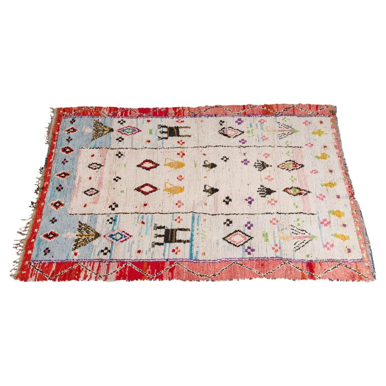 Vintage Boucherouite Moroccan Hand-Woven Carpet Rug, Morocco, c. 1960's ...