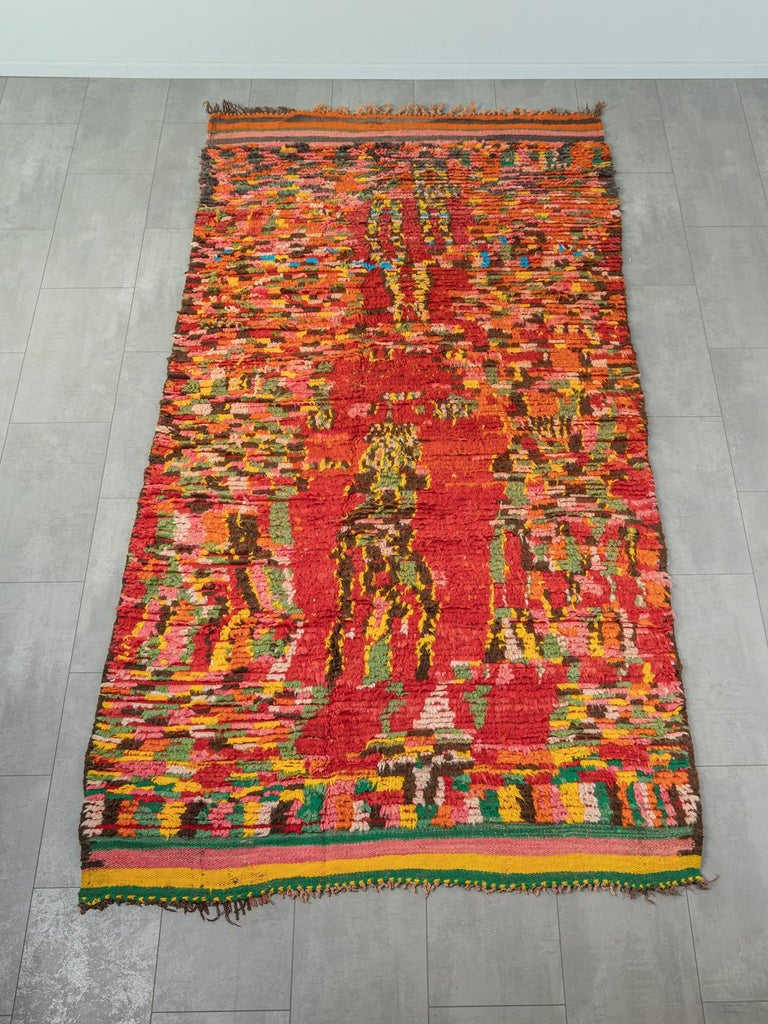 Vintage Boujad Berber Rug 100% Wool Handmade Moroccan For Sale at 1stDibs