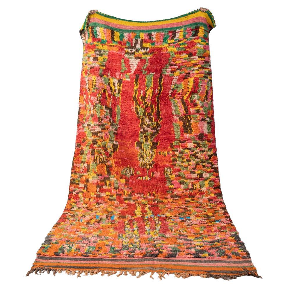 Vintage Multi-Color Boujad Moroccan Handmade Wool Rug For Sale at 1stDibs