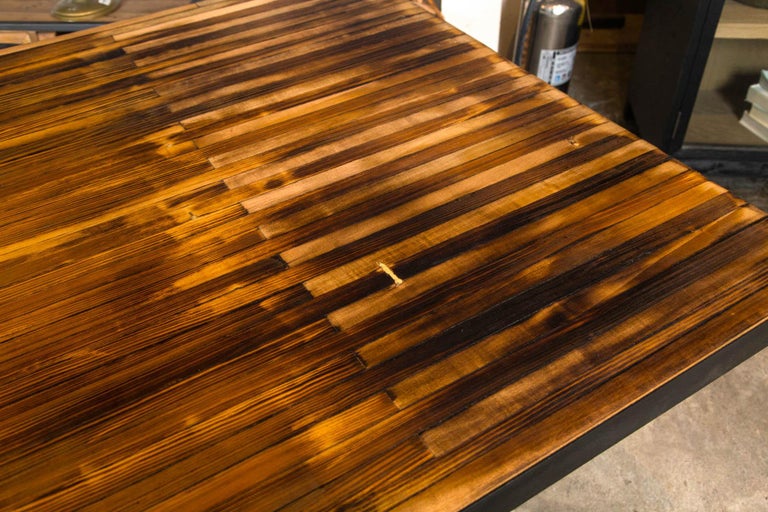 Vintage Bowling Alley Top Table on Industrial Legs For Sale at 1stDibs ...