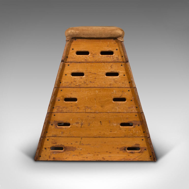 Vintage Box Vault, English, Beech, Suede Leather, Gymnastic Apparatus ...