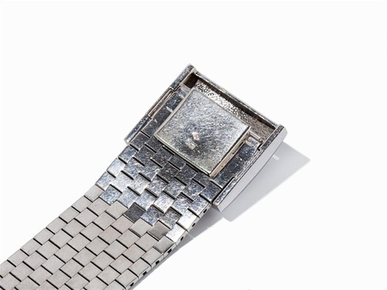 Vintage Bracelet with Diamond Buckle, 750 White Gold at 1stDibs