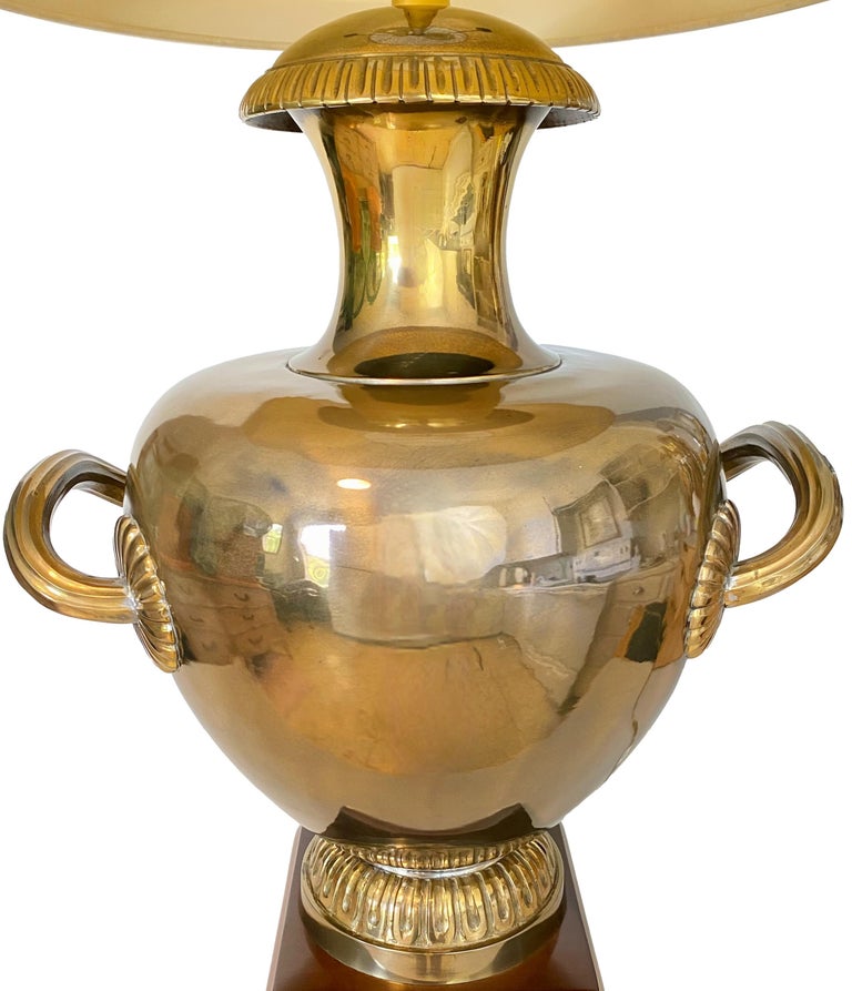 Vintage Brass Amphora Vase Urn Table Lamp For Sale at 1stDibs