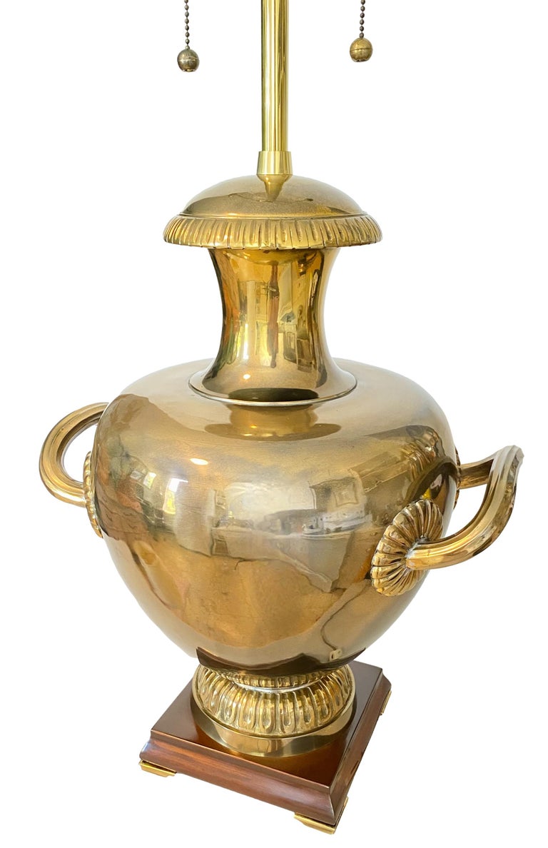 Vintage Brass Amphora Vase Urn Table Lamp For Sale at 1stDibs