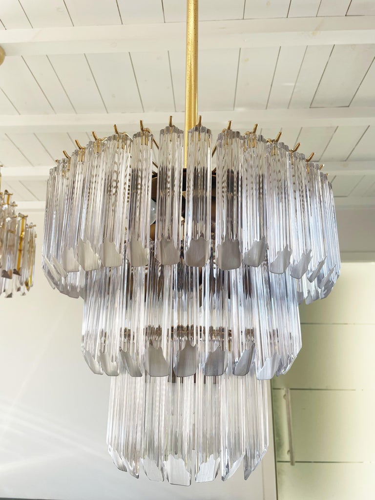 Vintage Brass and Crystal Chandelier in the Manner of Paolo Venini ...
