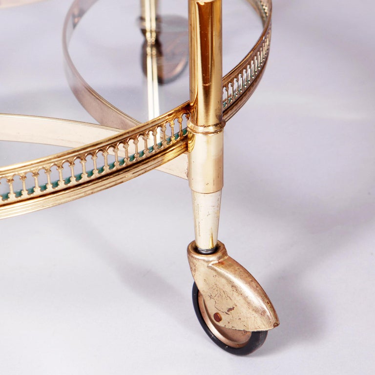 Vintage Brass and Glass Circular Bar Cart, Drinks Trolley For Sale at ...