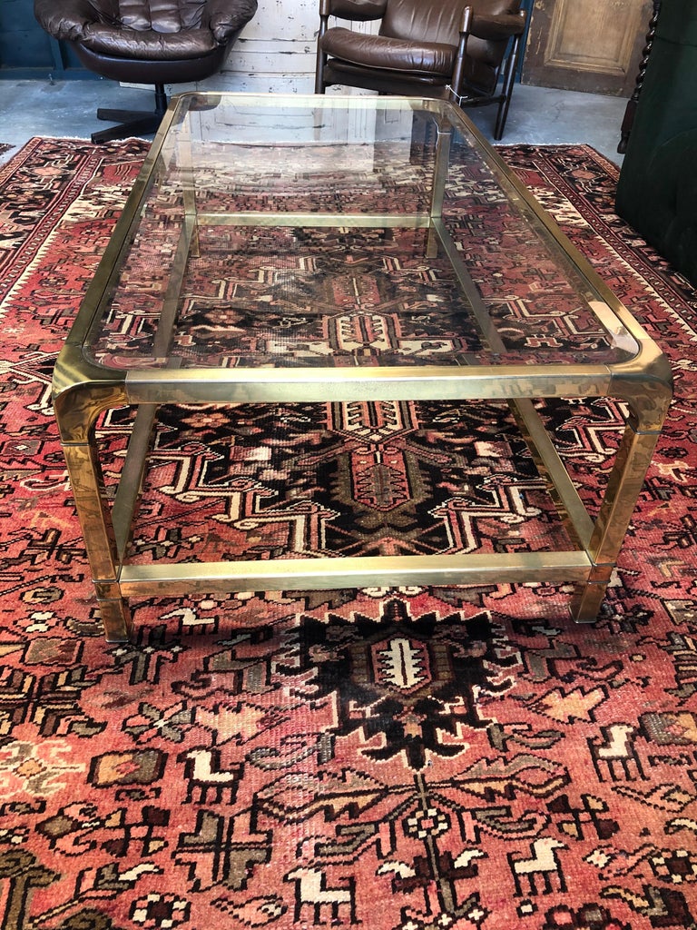 Vintage Brass and Glass Coffee Table at 1stDibs