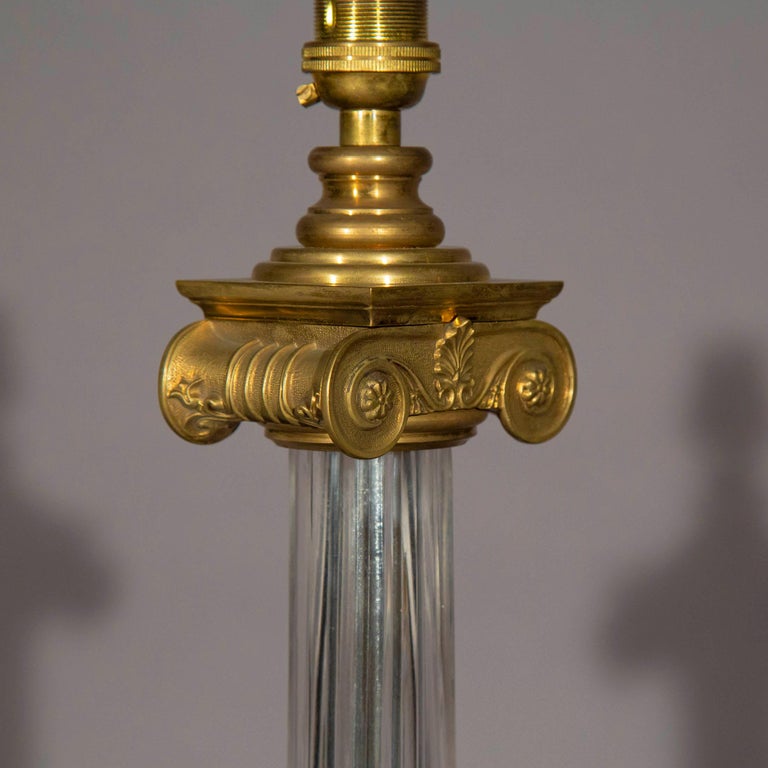 Vintage Brass and Glass Ionic Column Lamp For Sale at 1stDibs
