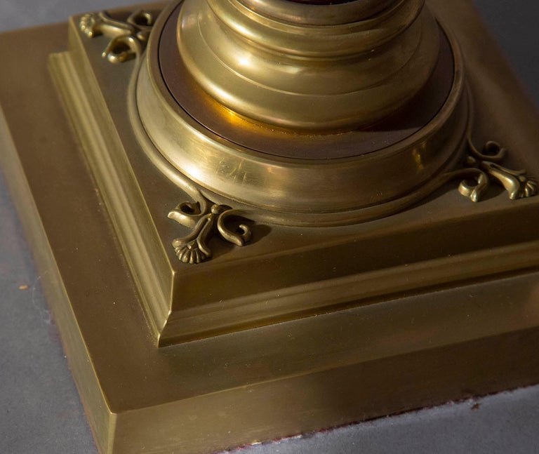 Vintage Brass and Glass Ionic Column Lamp For Sale at 1stDibs