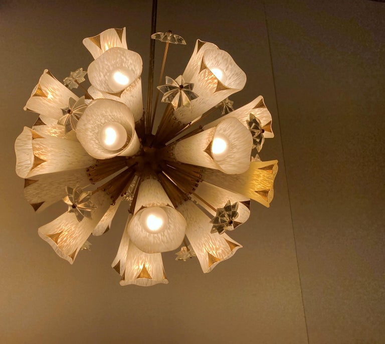 Vintage Brass and Glass Sputnik Chandelier, 1960s For Sale at 1stDibs