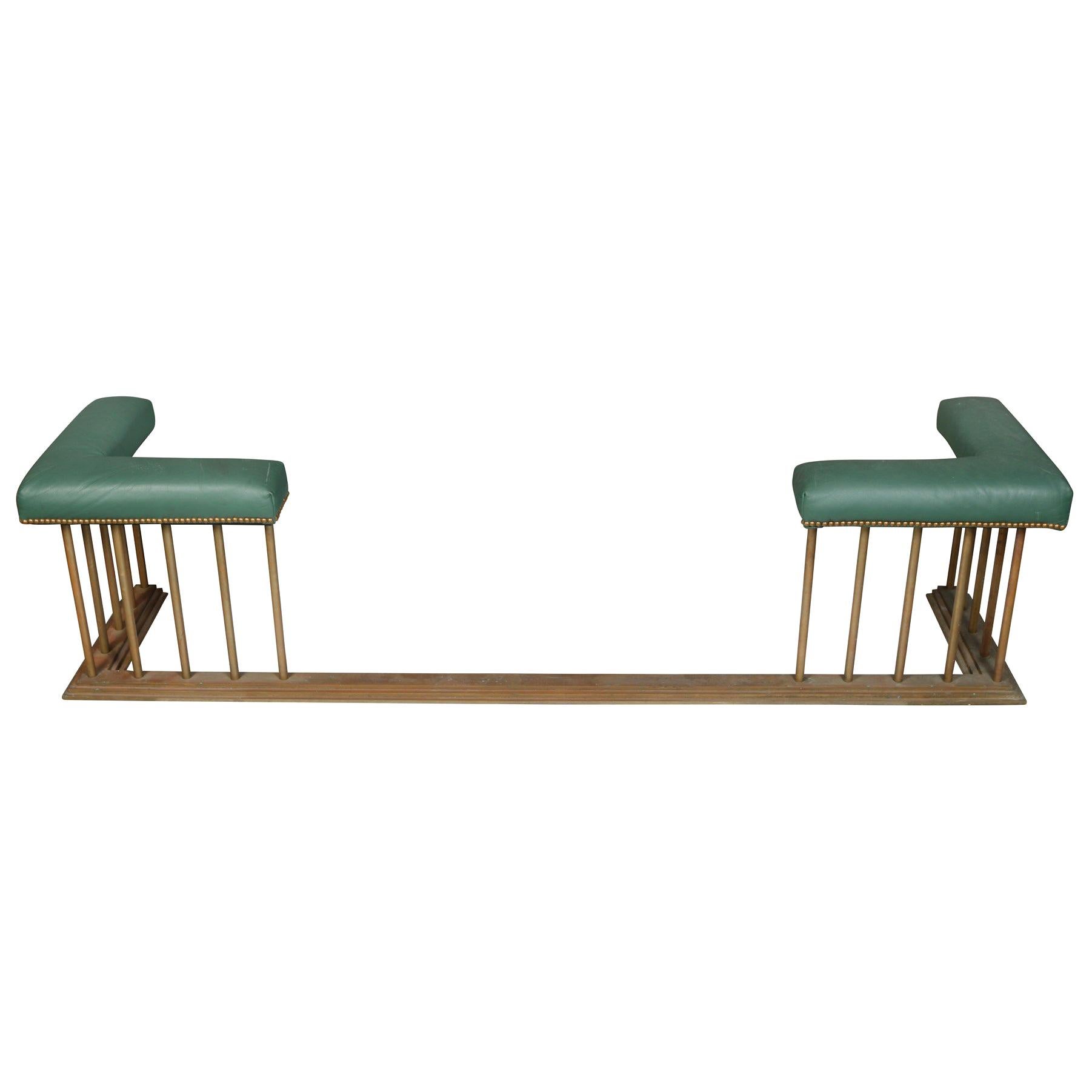 Bespoke Large Vintage English Leather Padded Topped Club Fire Fender at ...