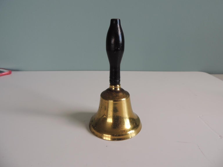 Vintage Brass and Wood Table Bell For Sale at 1stDibs