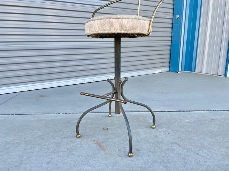 Vintage Brass Bar Stool by Charles Hollis Jones For Sale at 1stDibs