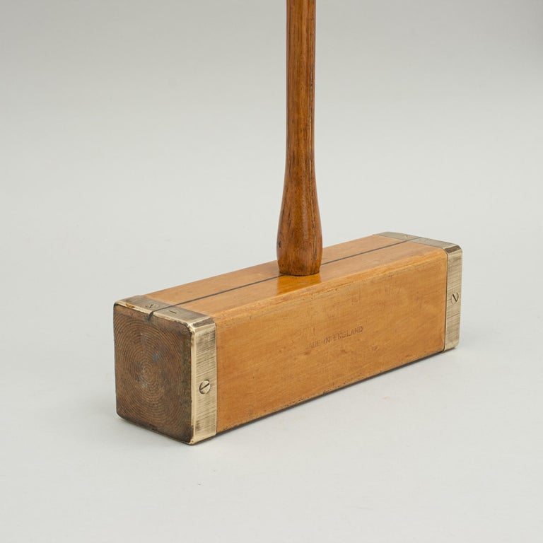 Vintage Brass Bound Croquet Mallet by Jaques, Square, Boxwood Head at ...