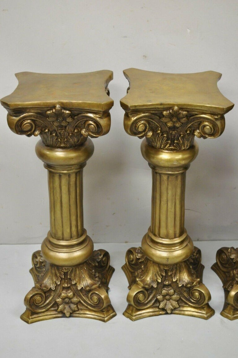 Vintage Brass Bronze Fluted Corinthian Column Classical Pedestal Plant ...