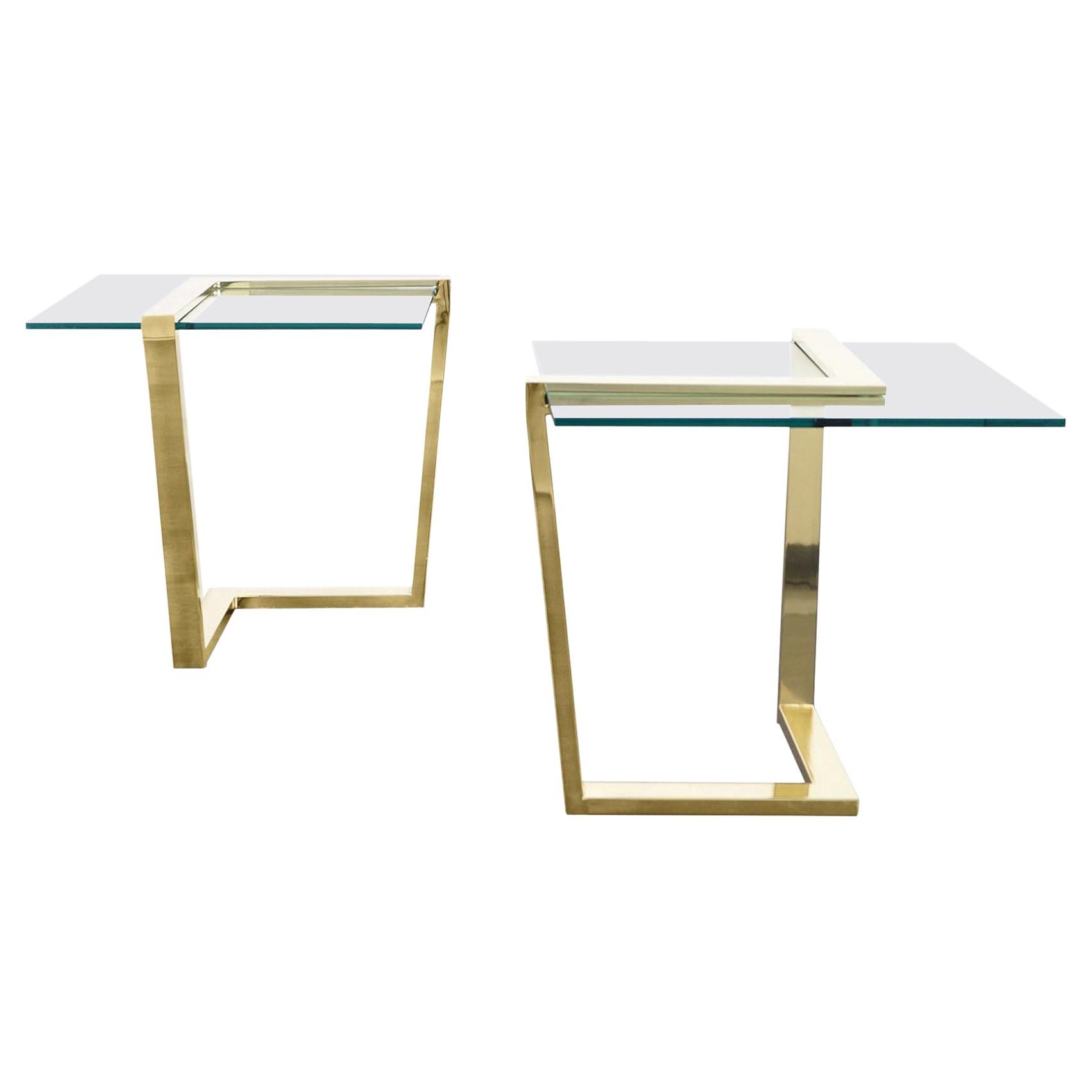 Vintage Brass Cantilevered Coffee Table by DIA at 1stDibs