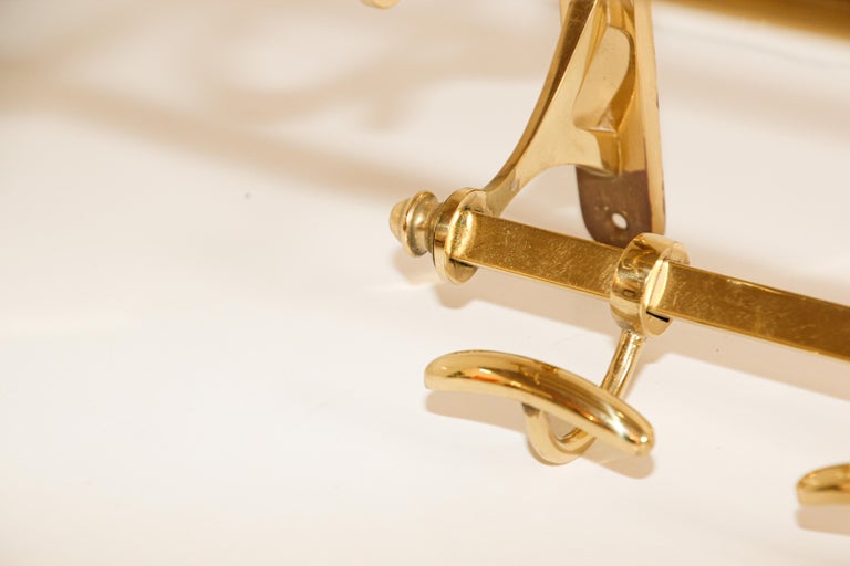 Vintage Brass Coat Rack with Shelf and Hooks at 1stDibs