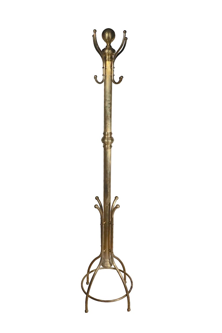 Vintage Brass Coat Tree Rack Stand Made in USA at 1stDibs