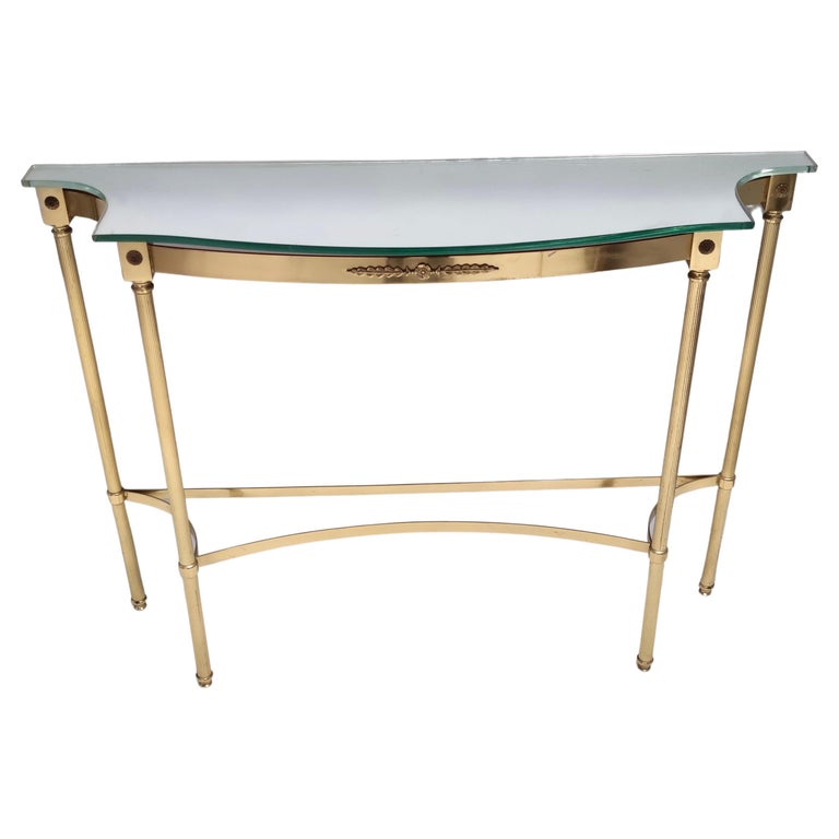 Table console vintage en laiton avec plateau en miroir, Italie En vente ...
