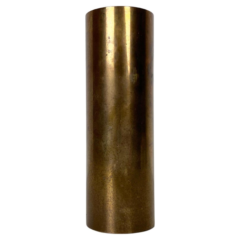 Vintage Brass Cylinder Candleholder For Sale at 1stDibs