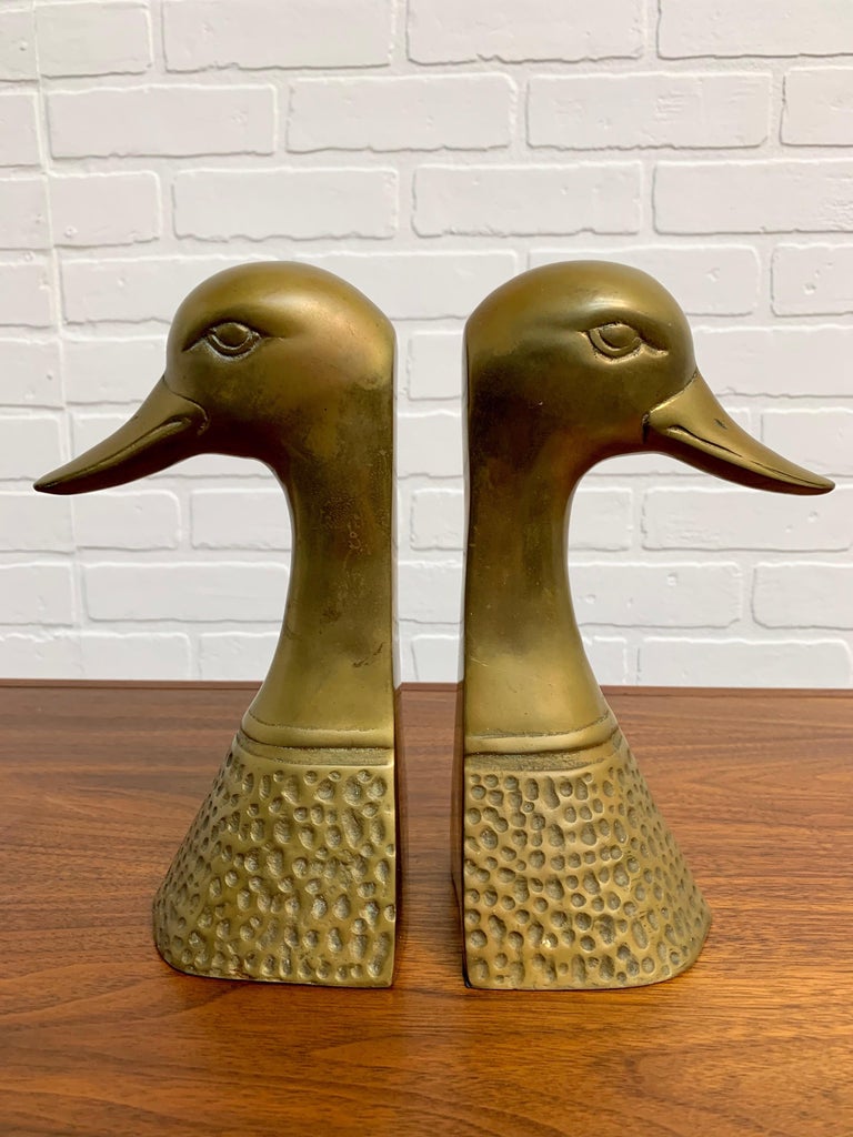 Vintage Brass Duck Bookends For Sale at 1stDibs
