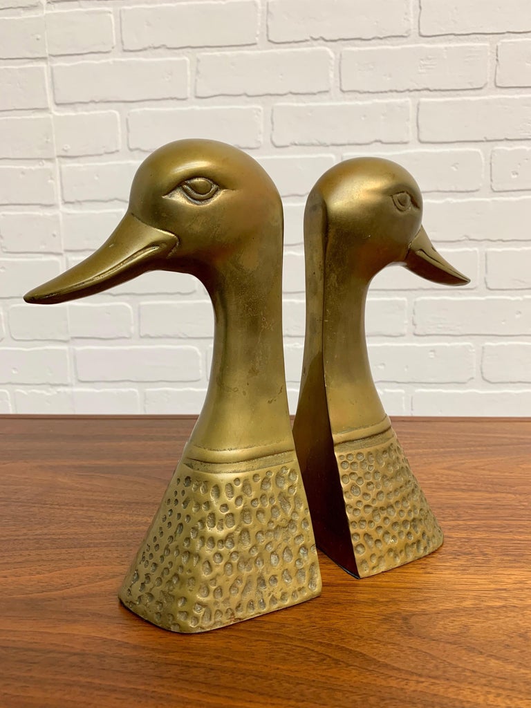Vintage Brass Duck Bookends For Sale at 1stDibs