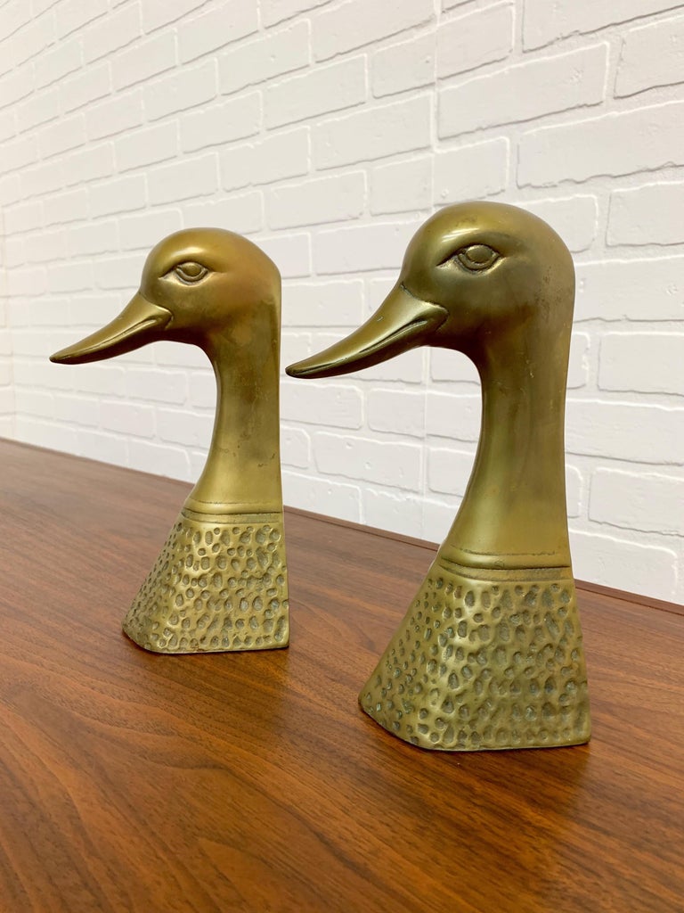 Vintage Brass Duck Bookends For Sale at 1stDibs