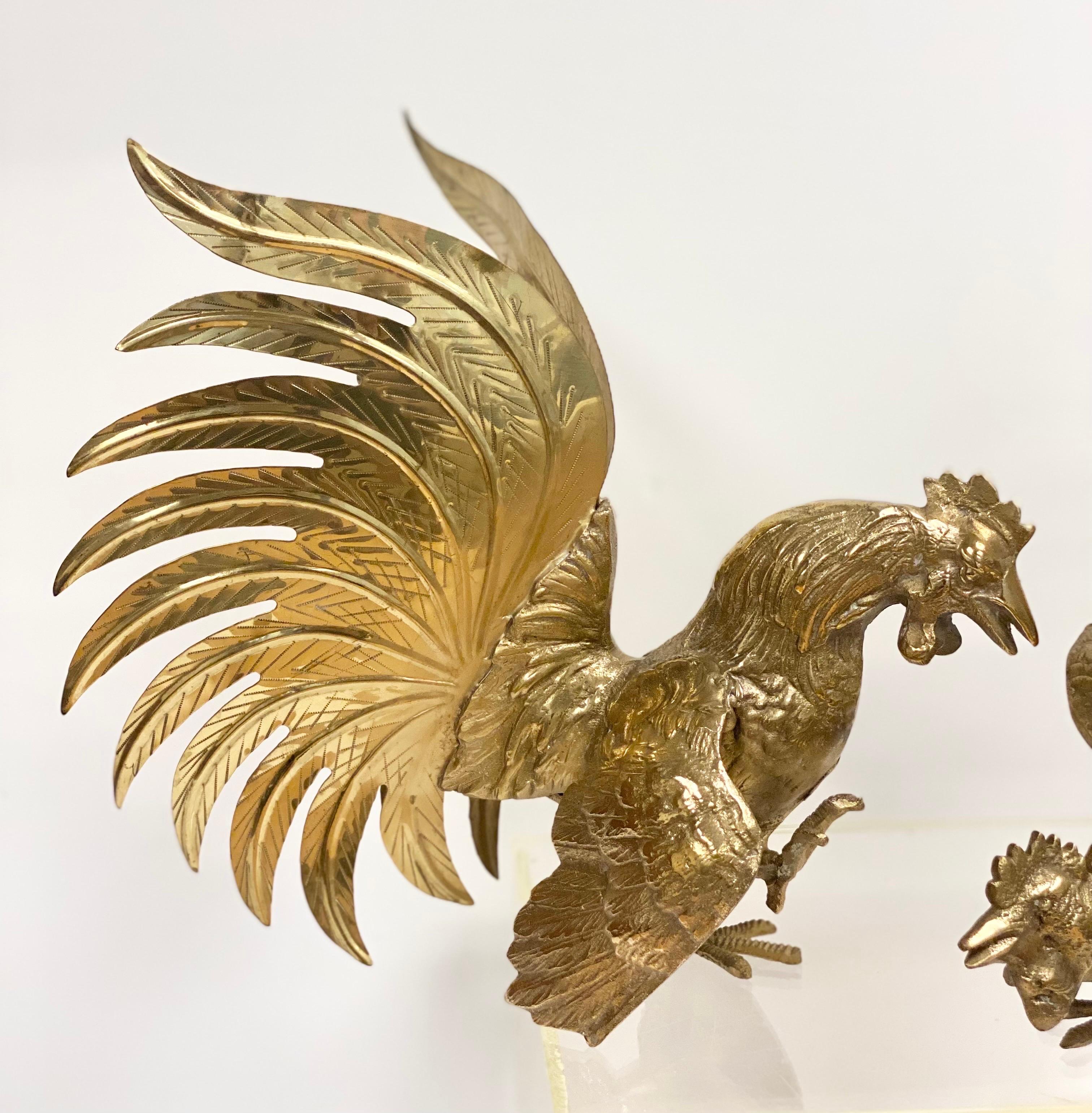 Vintage Brass Figurine Roosters, a Pair at 1stDibs | brass roosters