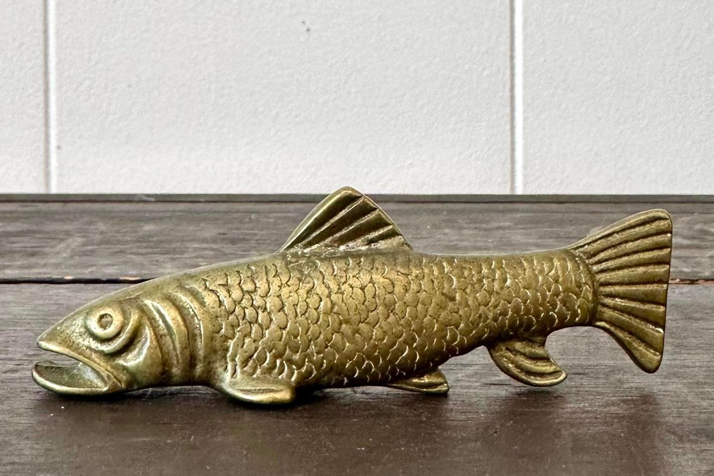 Vintage Brass Fish Paperweight For Sale at 1stDibs