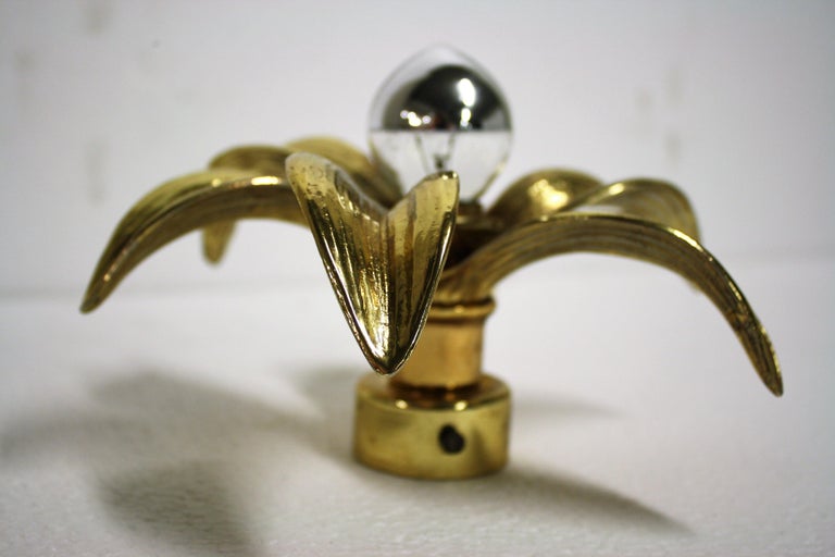 Vintage Brass Flower Lamp, 1970s at 1stDibs