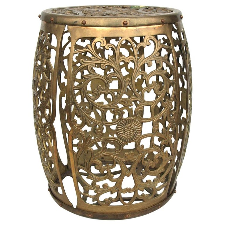 Vintage Brass Fretwork Stool For Sale at 1stDibs | adjustable bar stool ...