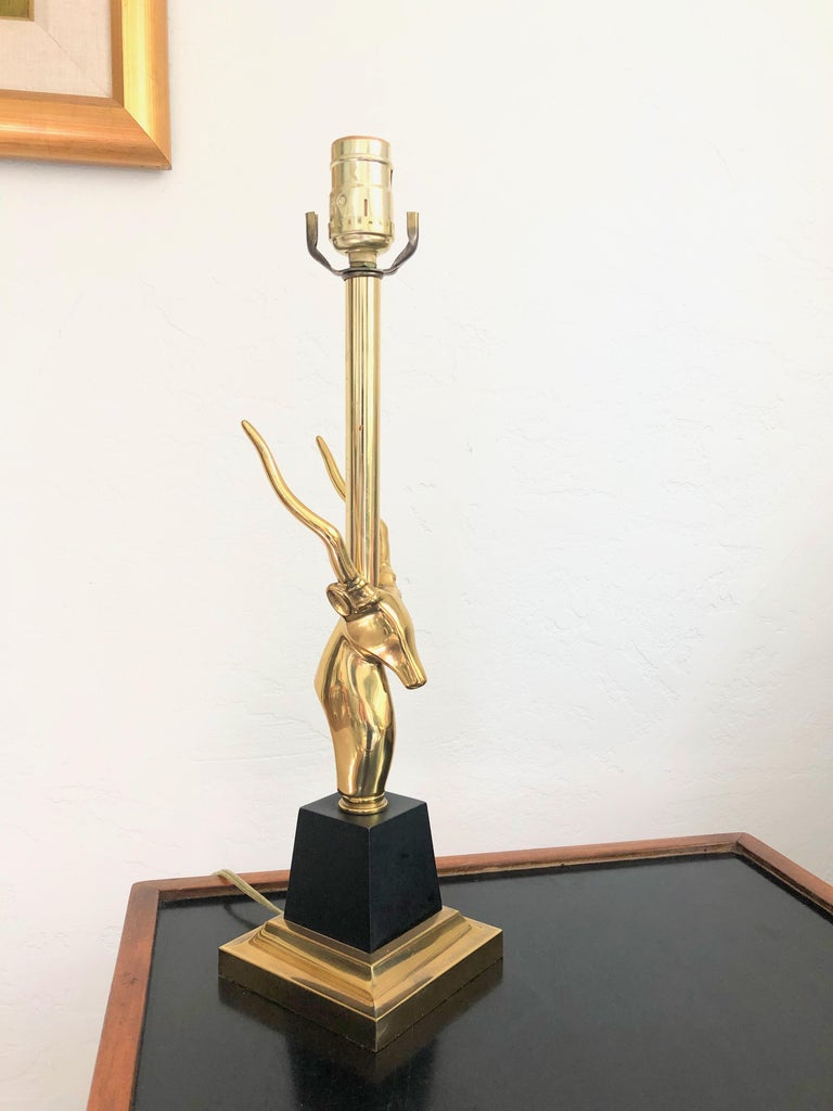 Vintage Brass Gazelle Lamp at 1stDibs