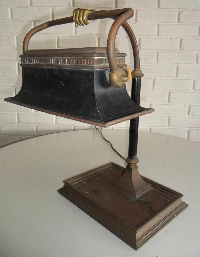 Vintage Brass Hand Library Desk Lamp by Chapman at 1stDibs