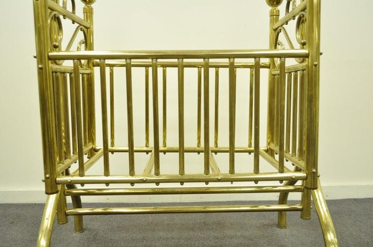 Vintage Brass Infant Cradle Rocking Crib Victorian Corsican Cygnet ...