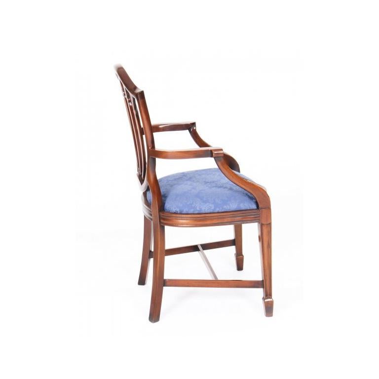 Vintage Brass Inlaid Dining Table and 14 Shield Back Chairs, 20th ...