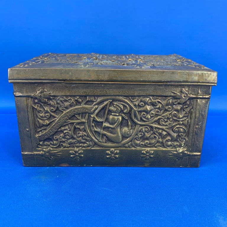 Vintage Brass Jewelry Box With Religious Scenes at 1stDibs