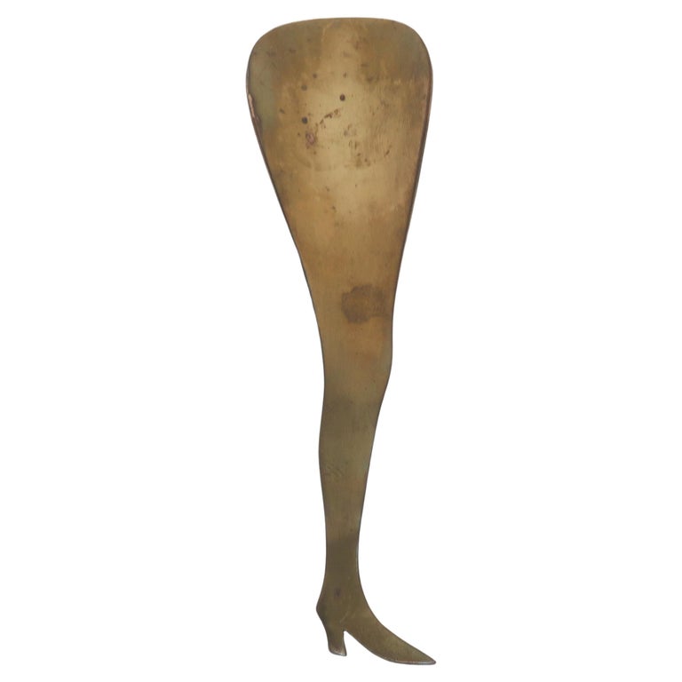 Vintage Brass Leg Shaped Shoe Horn For Sale at 1stDibs