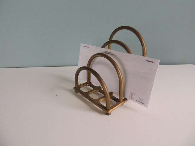 Vintage Brass Mid-Century Modern Style Letter Holder For Sale at 1stDibs