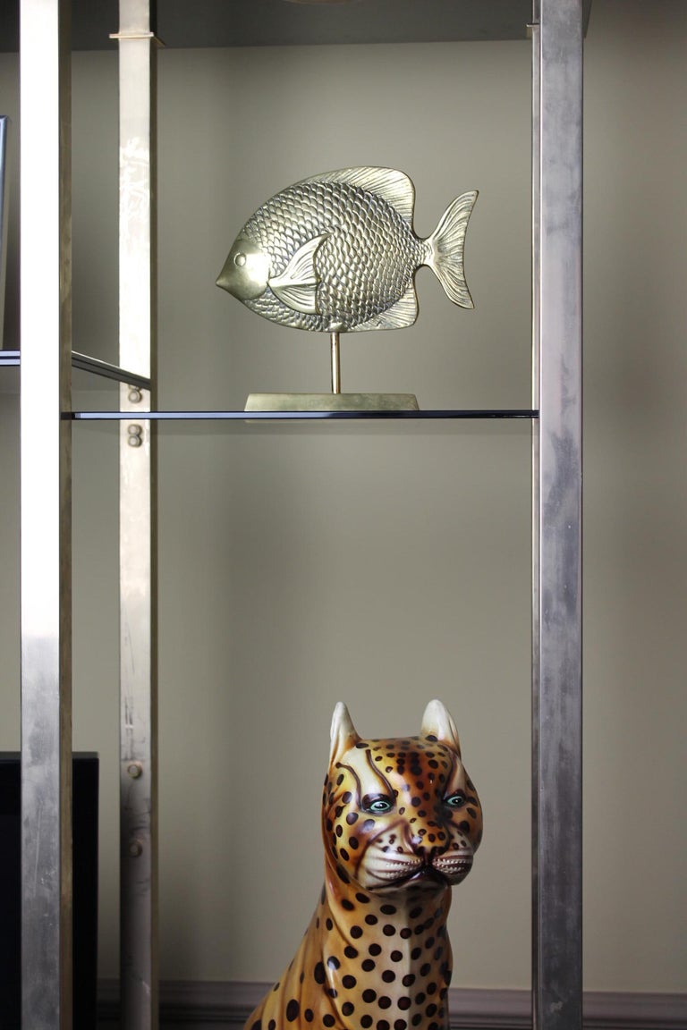 Vintage Brass Mounted Fish Sculpture, 1970s at 1stDibs
