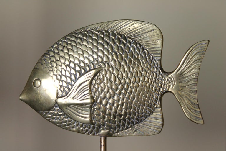 Vintage Brass Mounted Fish Sculpture, 1970s at 1stDibs