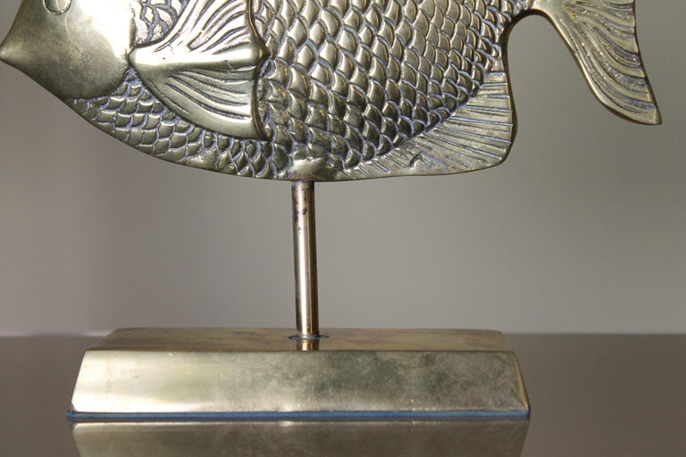 Vintage Brass Mounted Fish Sculpture, 1970s at 1stDibs
