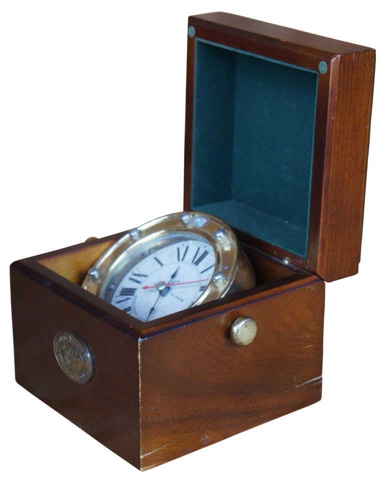 Vintage Brass Navigar Necesse Martime Nautical Ships Chronometer Box ...