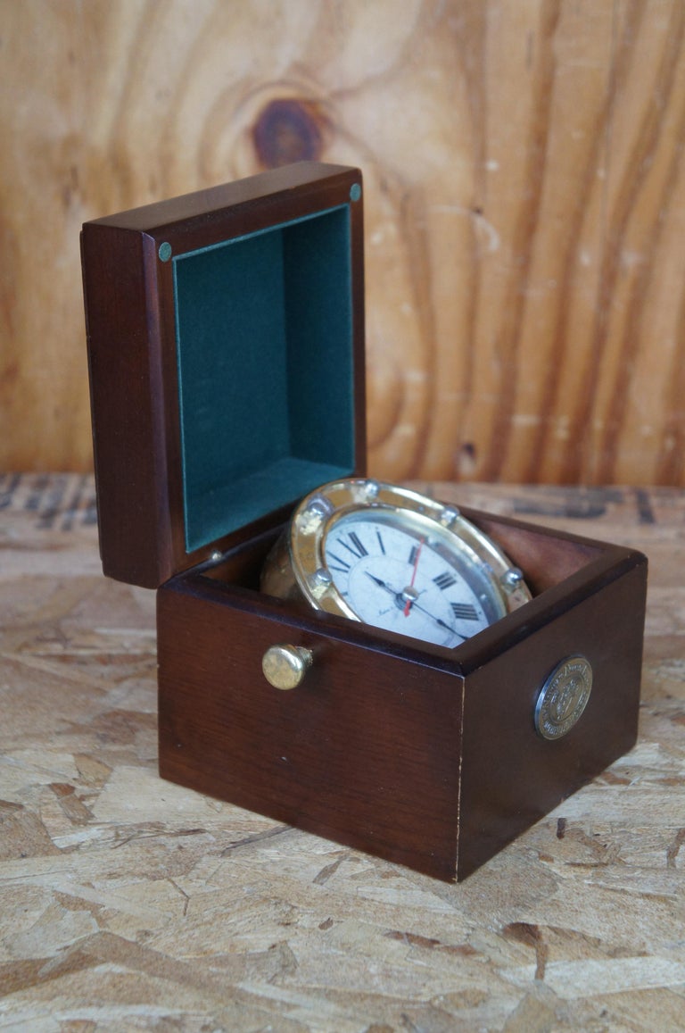 Vintage Brass Navigar Necesse Martime Nautical Ships Chronometer Box ...