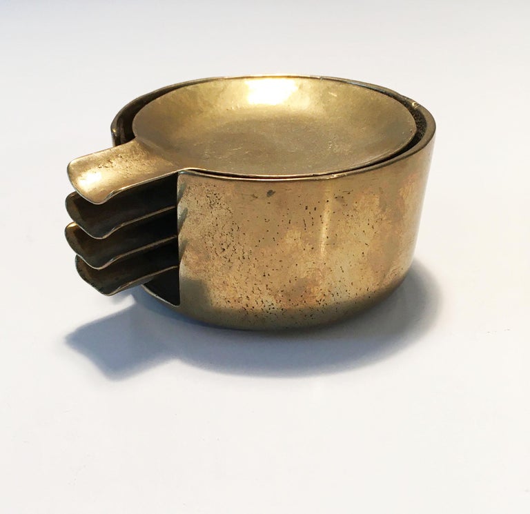 Vintage Brass Nesting Ashtrays Set of Four, Austria, 1950s For Sale at ...