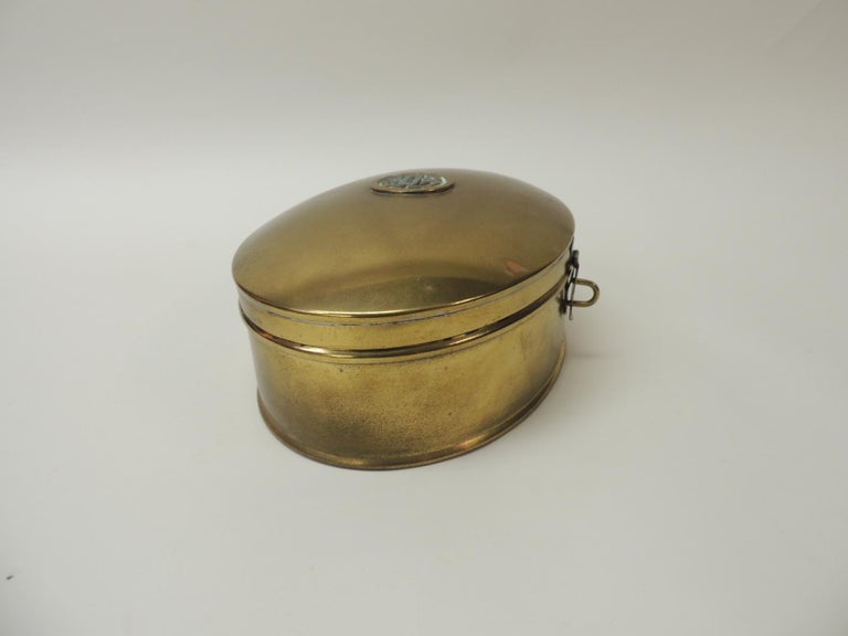 Vintage Brass Oval Lidded Decorative Box at 1stDibs