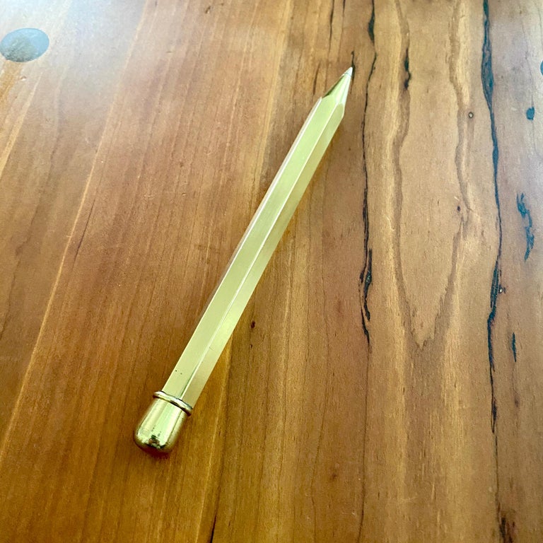 Vintage Brass Pen, Phone Dialer, Paper Weight Attributed to Carl Aubock ...