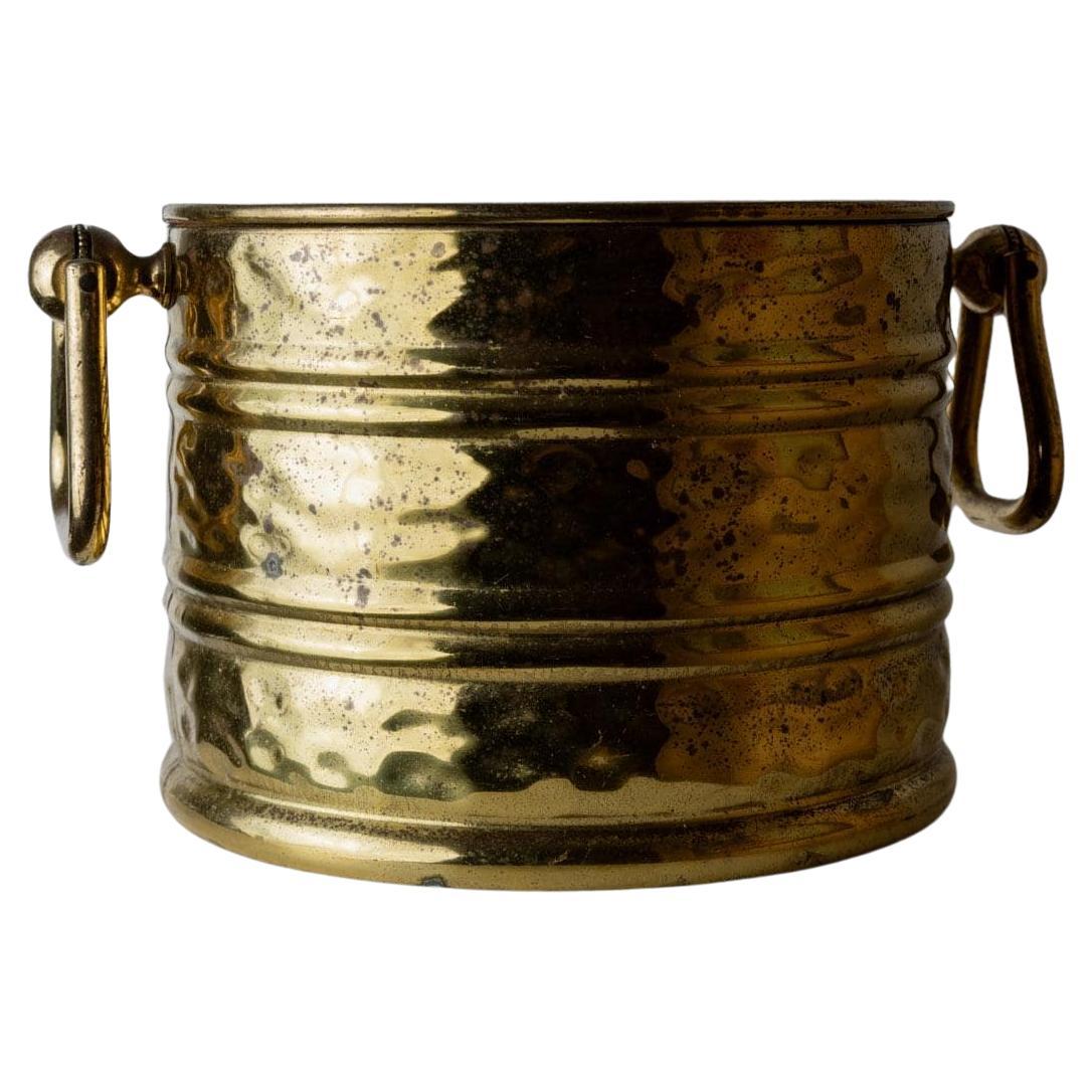 Brass Champagne Bucket / Wine Cooler with Ring Handles For Sale at 1stDibs