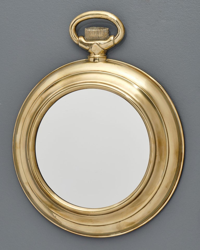 Vintage Brass Pocket Watch Mirror For Sale at 1stDibs
